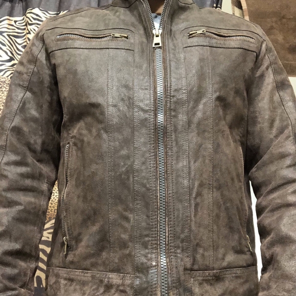 Black Rivet | Jackets & Coats | Genuine Antique Leather Jacket In Dark ...